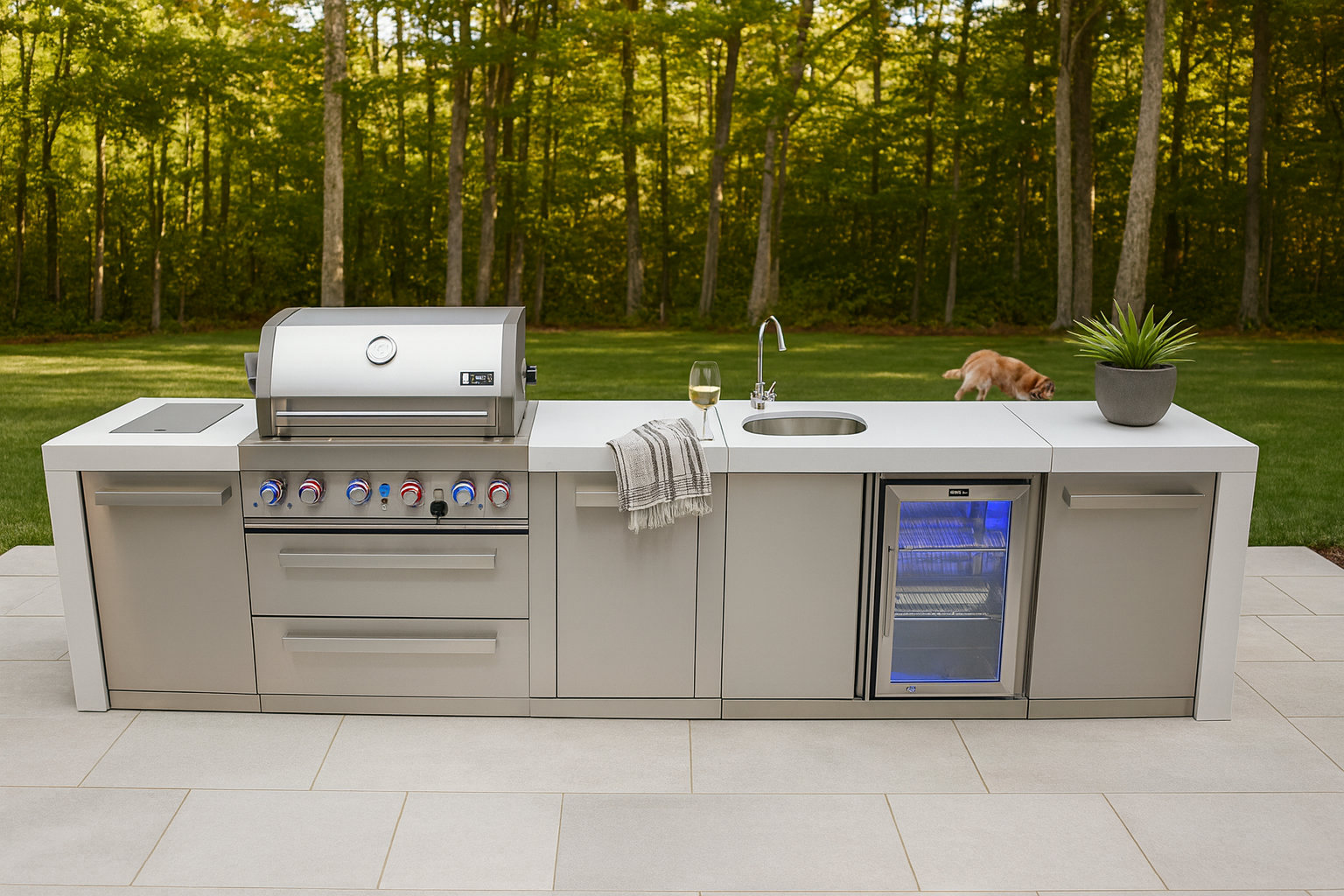 Mont Alpi Mai400-dbev-exc 4-burner 78000 Btu Deluxe Stainless Steel Island Outdoor Kitchen Gas ...